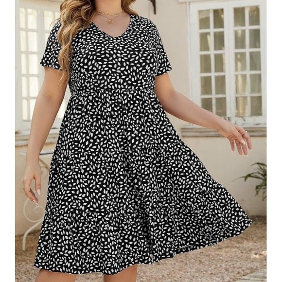 Younrui | Dresses | Tiered Midi Dress Plus Size 2xl Short Sleeve ...